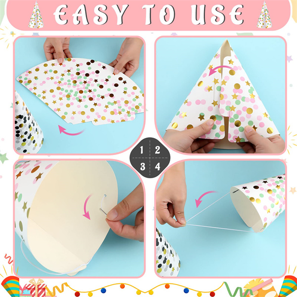 20PC Happy Birthday Cone Cap Supplier - toptradesourcing